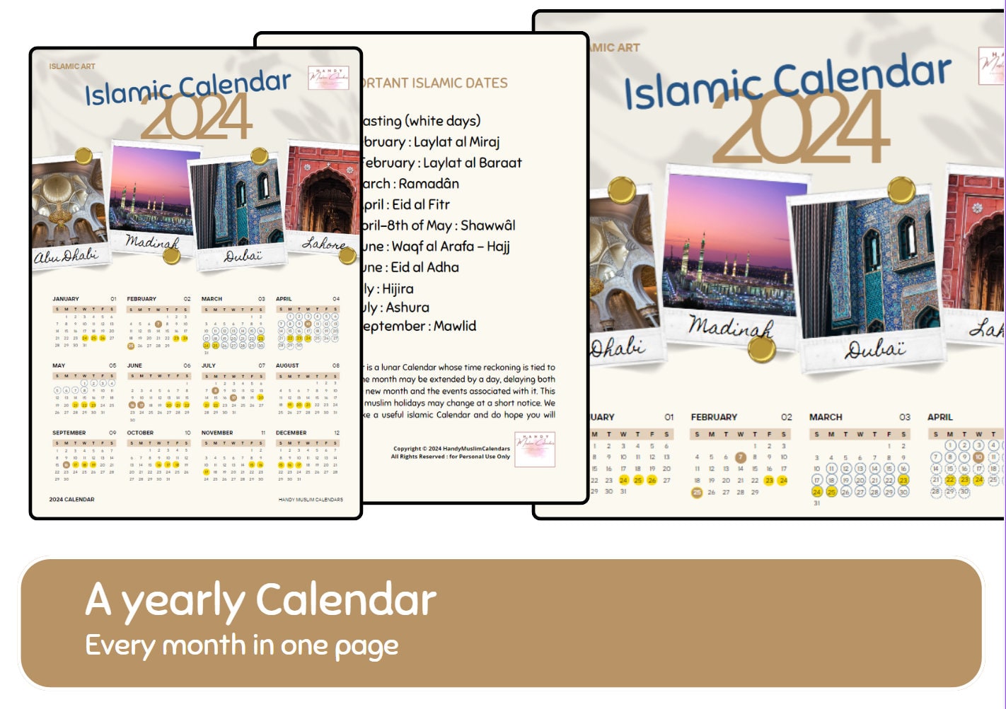 2024 Islamic Art Yearly Wall Calendar 2024 Muslim Yearly Wall Calendar ...