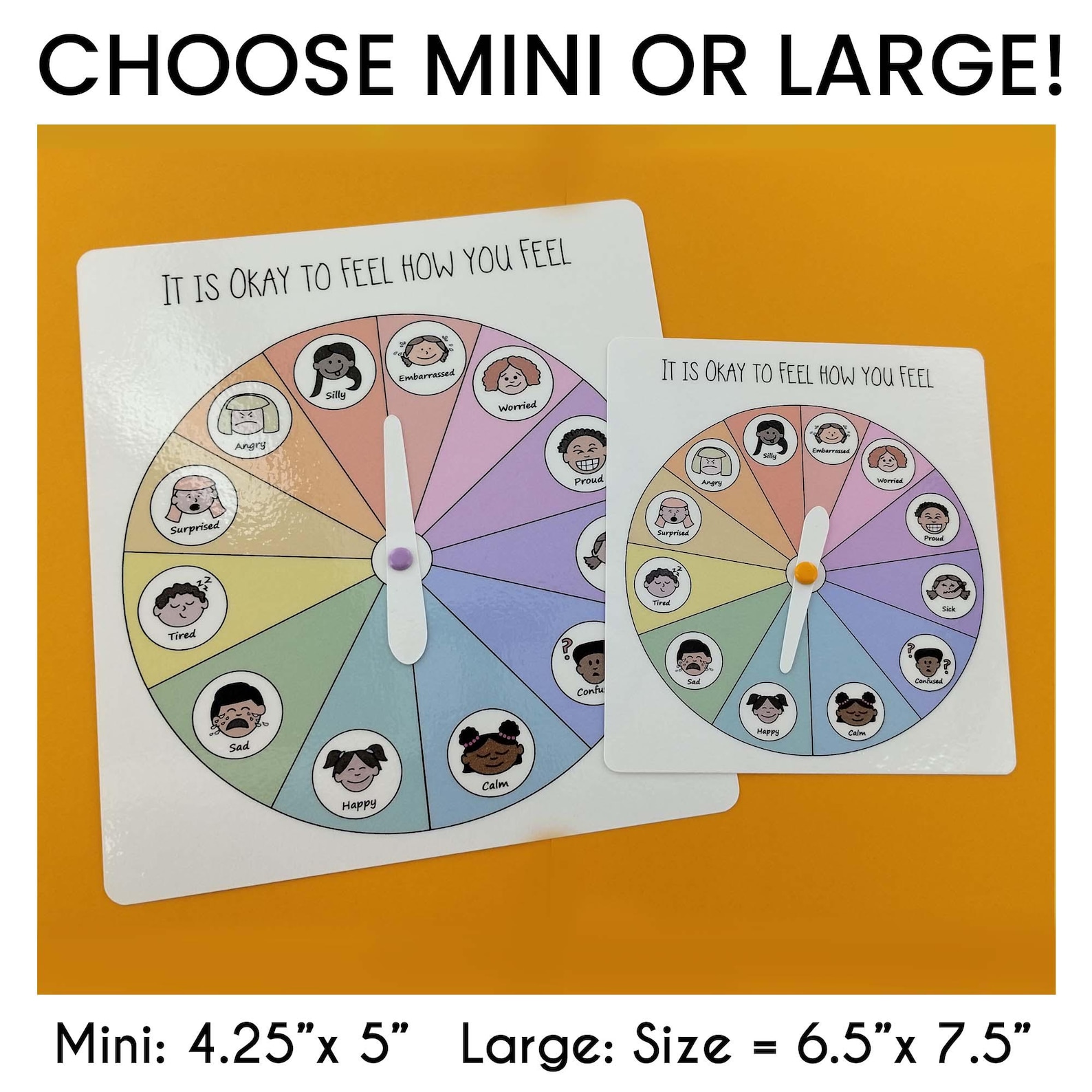 Feeling Wheel Spinner Handmade Feelings Chart for Kid Emotion Wheel ...