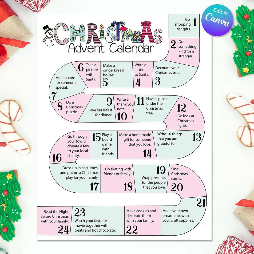 Advent Calendar Game Canva Template Christmas Adventure for Kid Advent ...