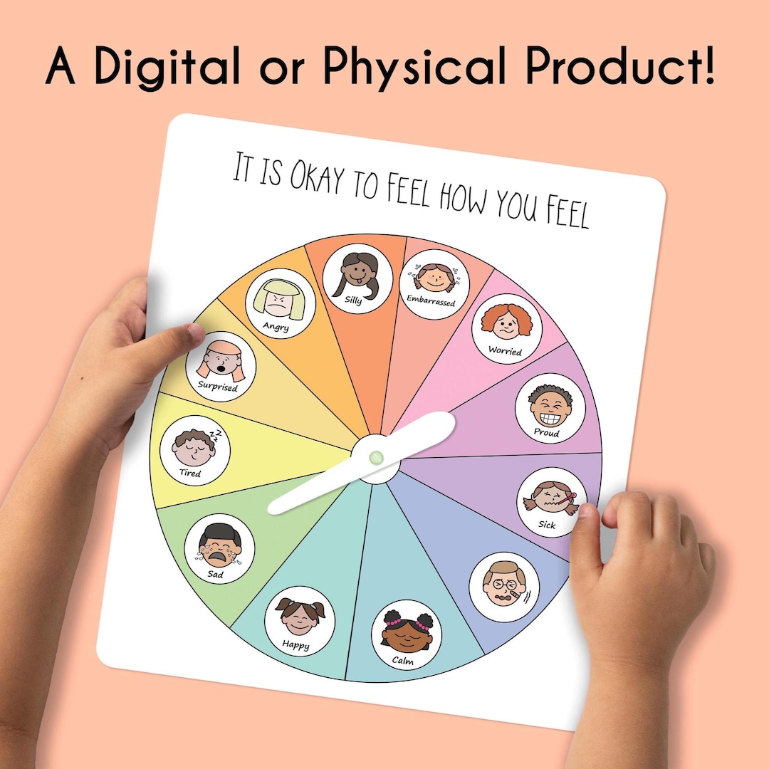 Feeling Wheel Spinner Handmade Feelings Chart for Kid Emotion Wheel ...