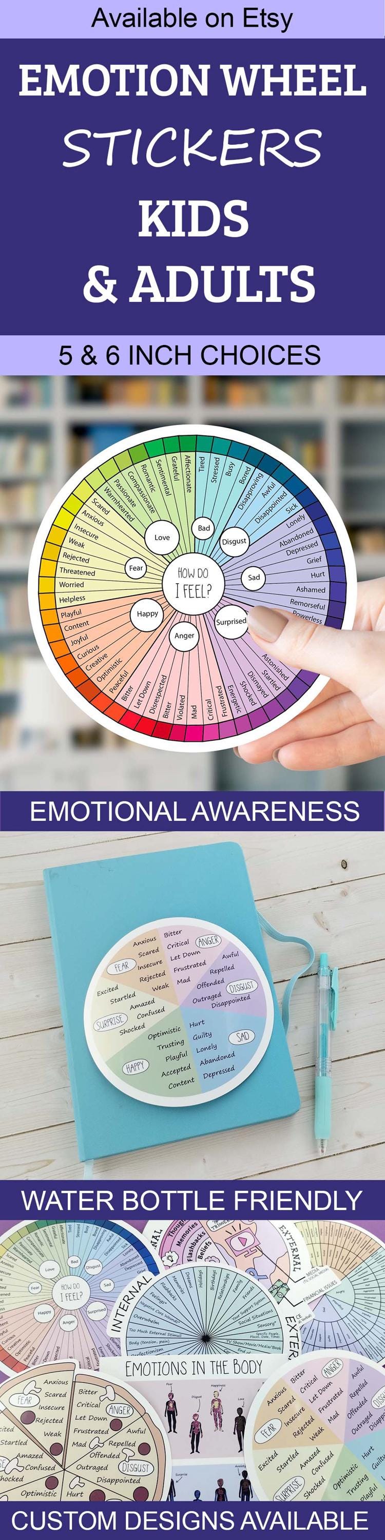 Emotion Wheel Sticker Pack for ADHD Emotional Regulation Therapy ...