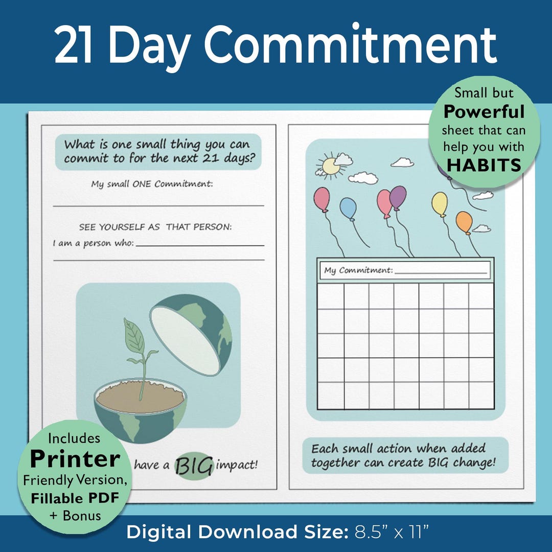 21 Day Habit Tracker Worksheet for Changing Habit Tracker Goal Tracking ...