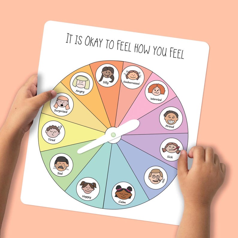 Emotion Wheel Printable Therapy Resource Classroom Tool Emotional ...