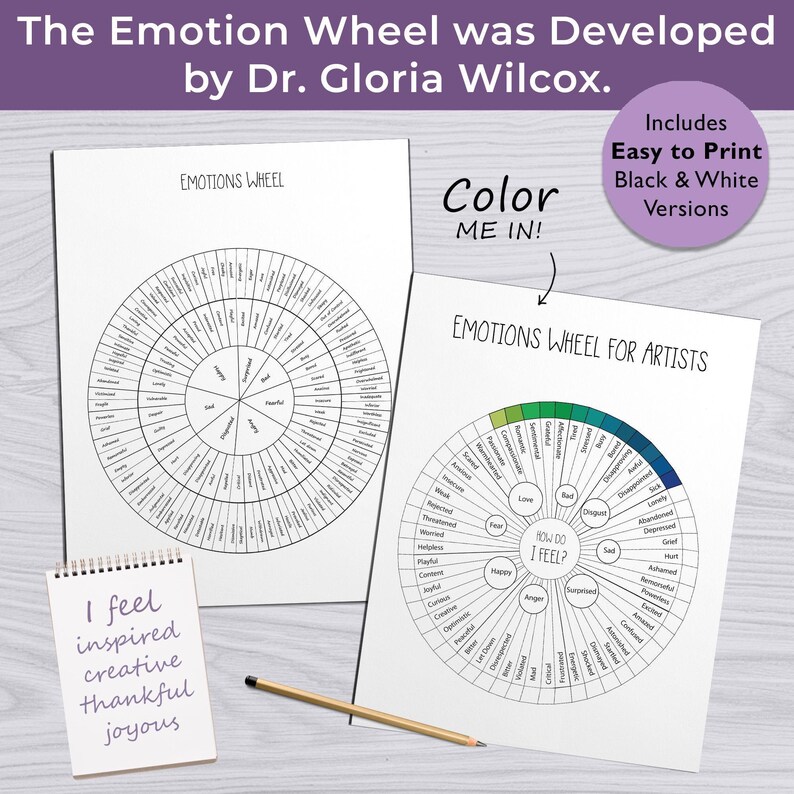 Emotion Wheel Printable Therapy Resource Download Digital Mental Health ...