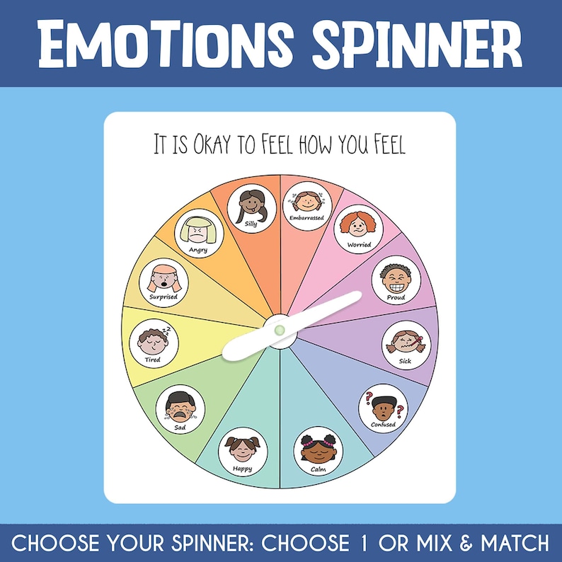 Feeling Wheel Spinner Handmade Feelings Chart for Kid Emotion Wheel ...