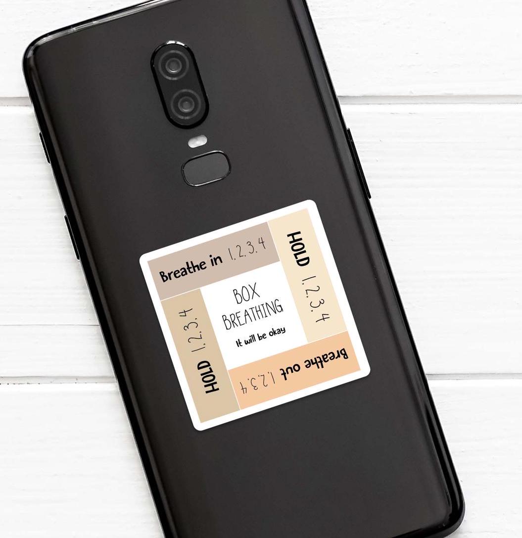 Box Breathing Decal for Self-care Gift Box Sticker for Stress Relief ...