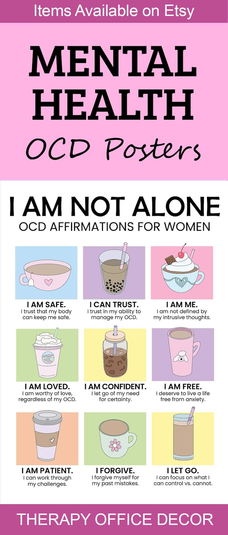 OCD Poster Bundle for OCD Printable Affirmation Positive Gift for Her ...