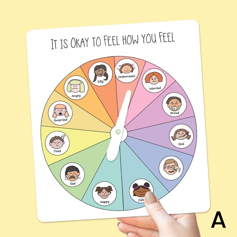 Feeling Wheel Spinner Handmade Feelings Chart for Kid Emotion Wheel ...