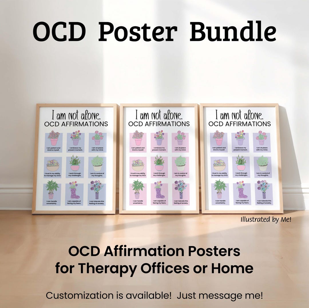 OCD Poster Bundle Therapy Office Decor for Social Worker Affirmation ...
