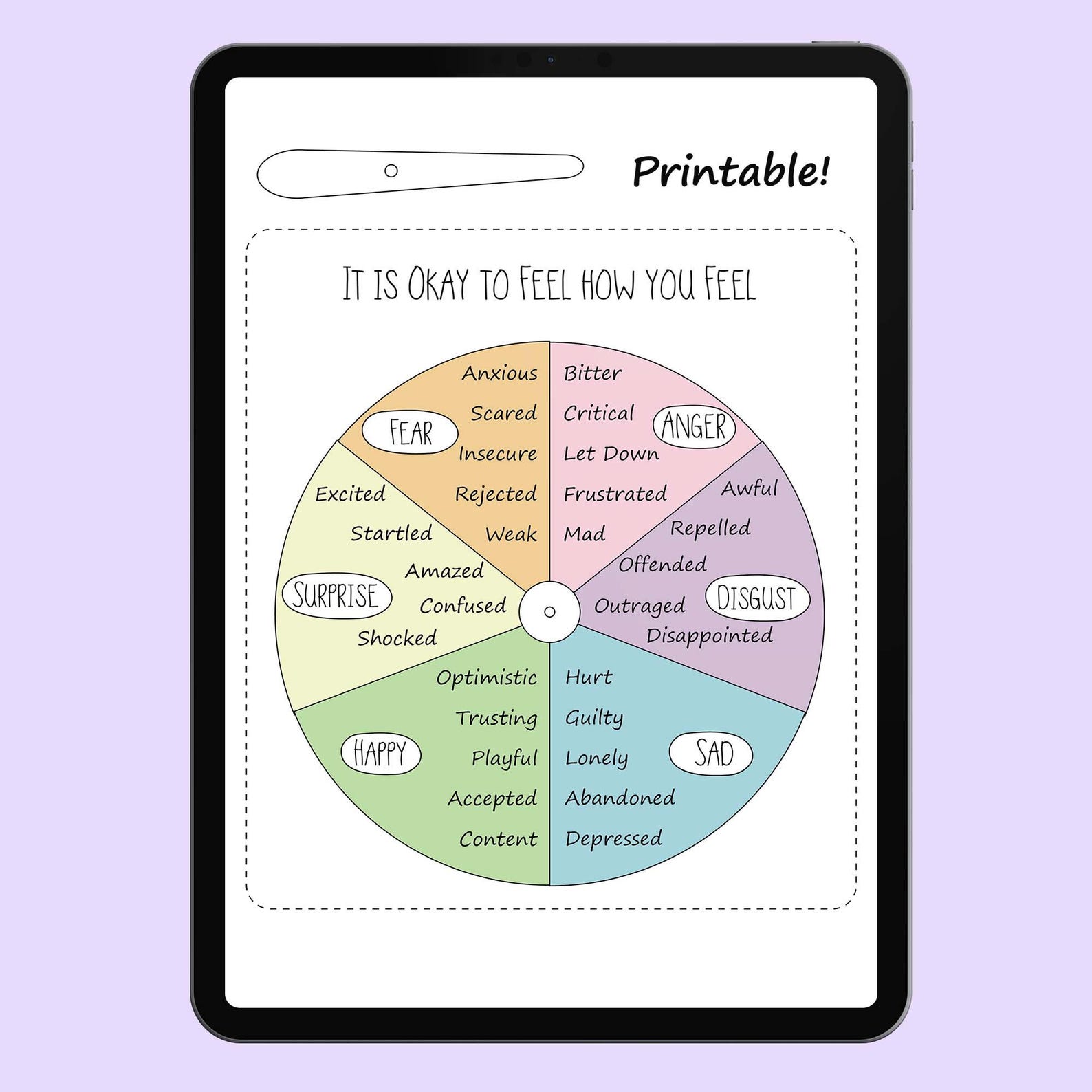 Homeschool Feeling Wheel for Grounding Feeling School Therapist Tool ...