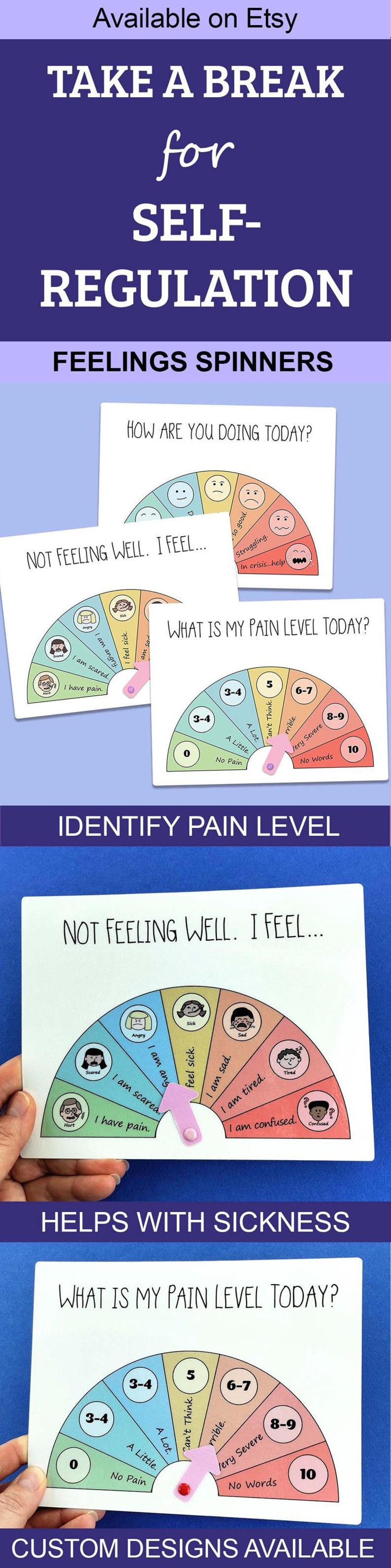 Sick Child Feeling Spinner for Elementary Nurse Office Sick Activity ...