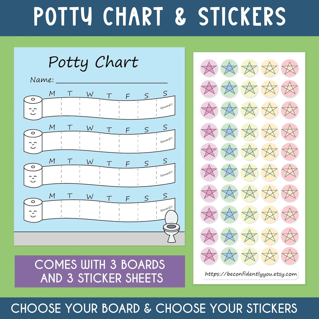 Toddler Potty Chart Reward System Toilet Training Motivation Chart ...