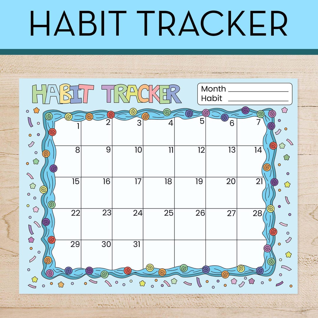 Classroom Habit Tracker Printable Goal Chart Template Student Coloring ...