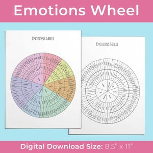 Emotion Wheel Printable Therapy Resource Digital Download Mental Health ...