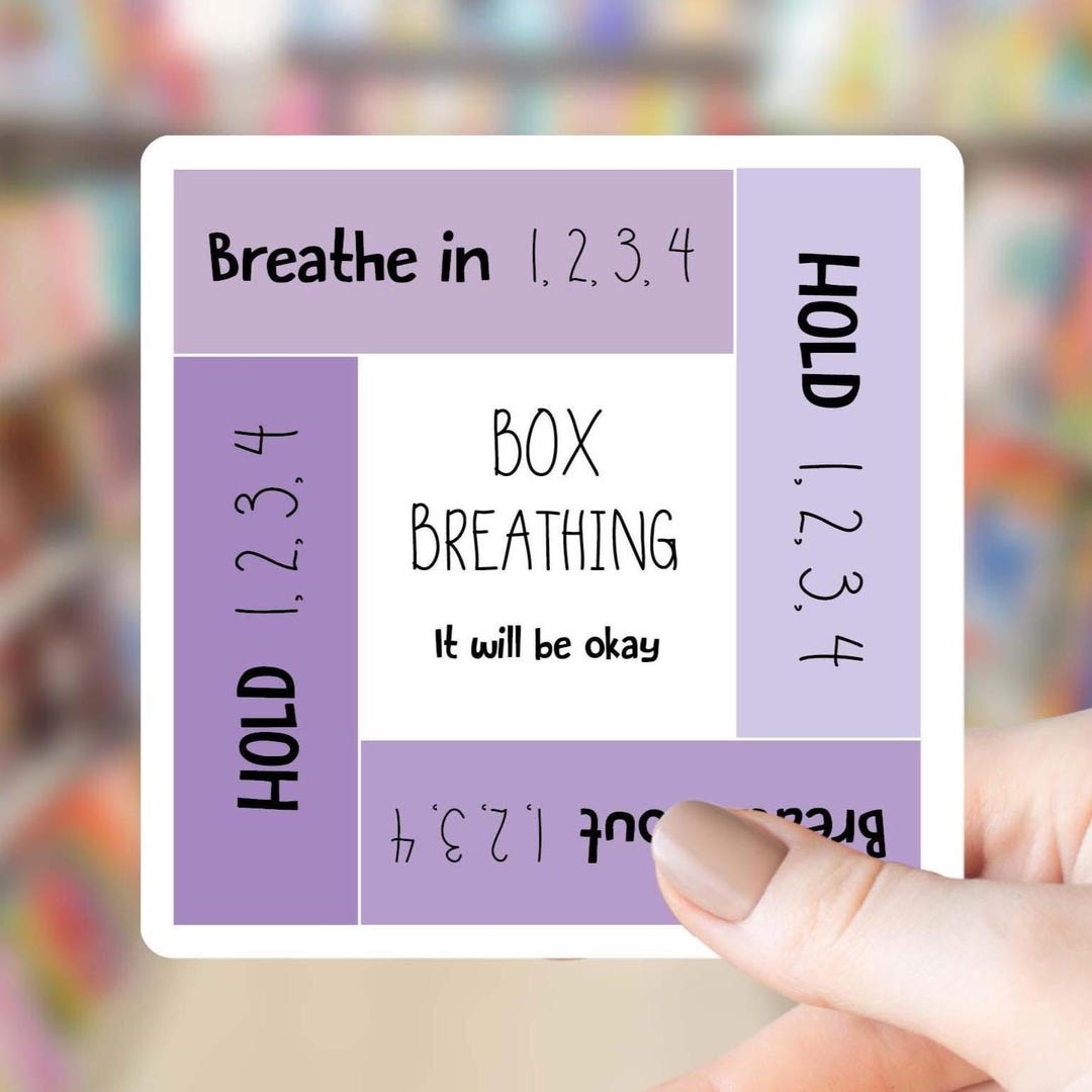Box Breathing Sticker for Anxiety PTSD Sticker for Therapy Sticker Pack ...