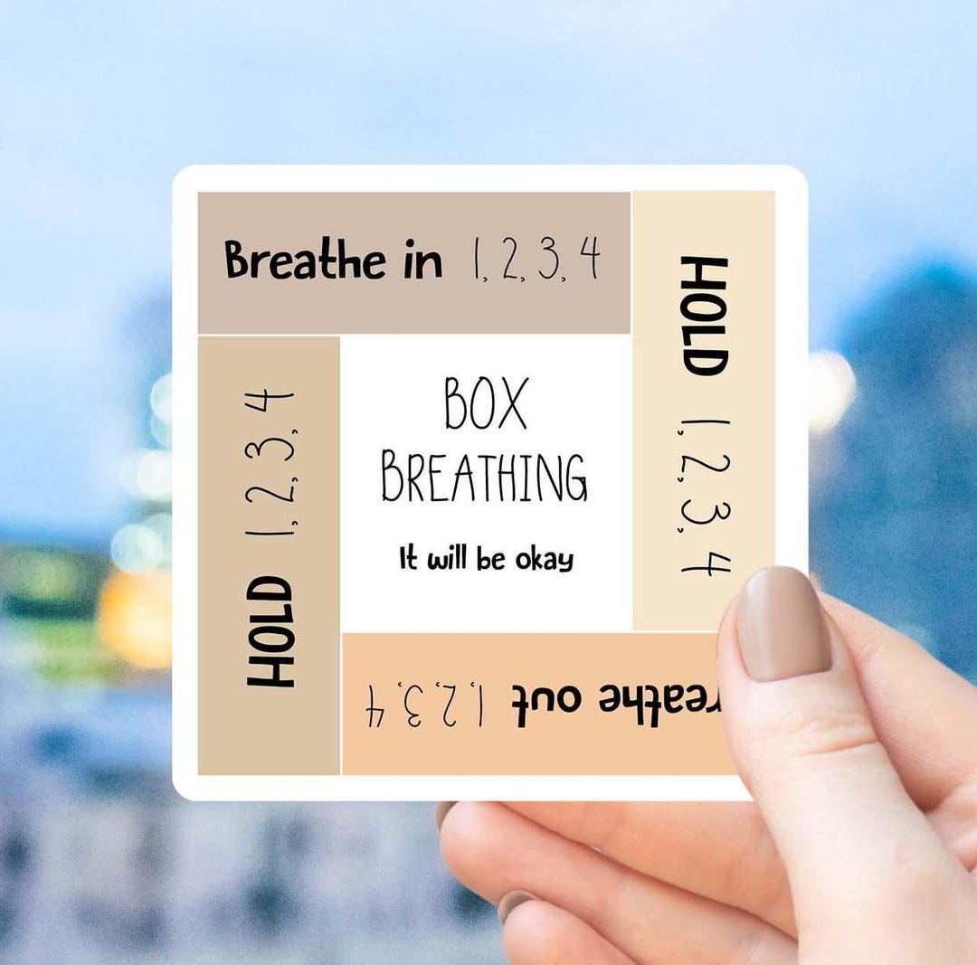 Box Breathing Decal for Self-care Gift Box Sticker for Stress Relief ...