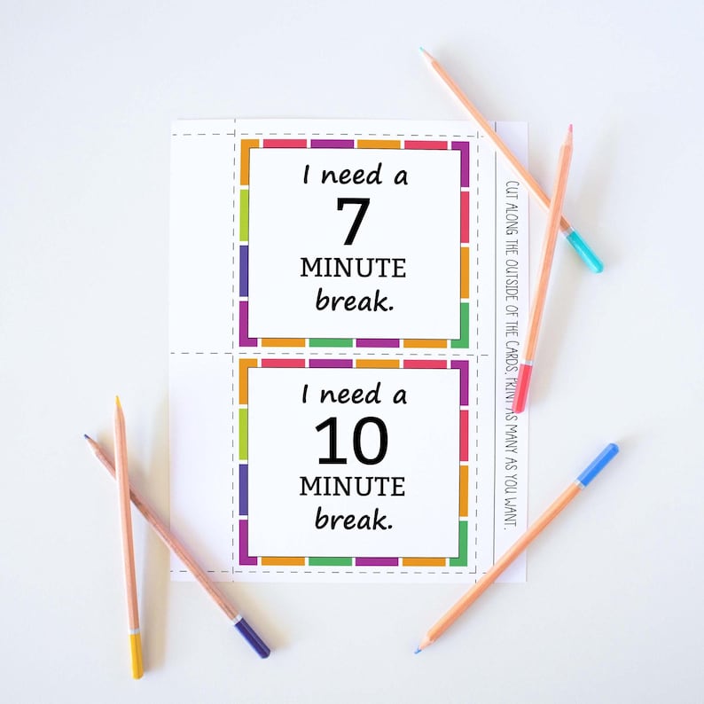 Need a Break Visual Support Printable Kid Flashcard Autism AAC Card ...