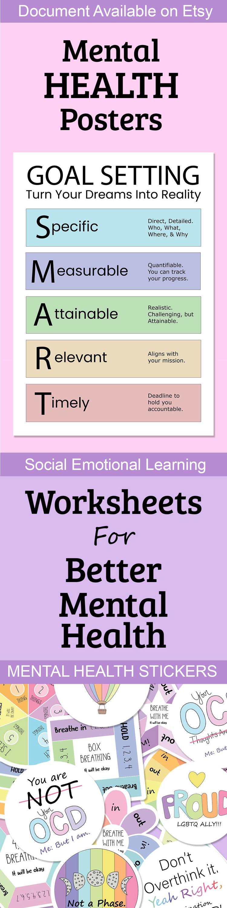 SMART Goal Setting Poster for Therapy Office Decor Poster for Positive ...