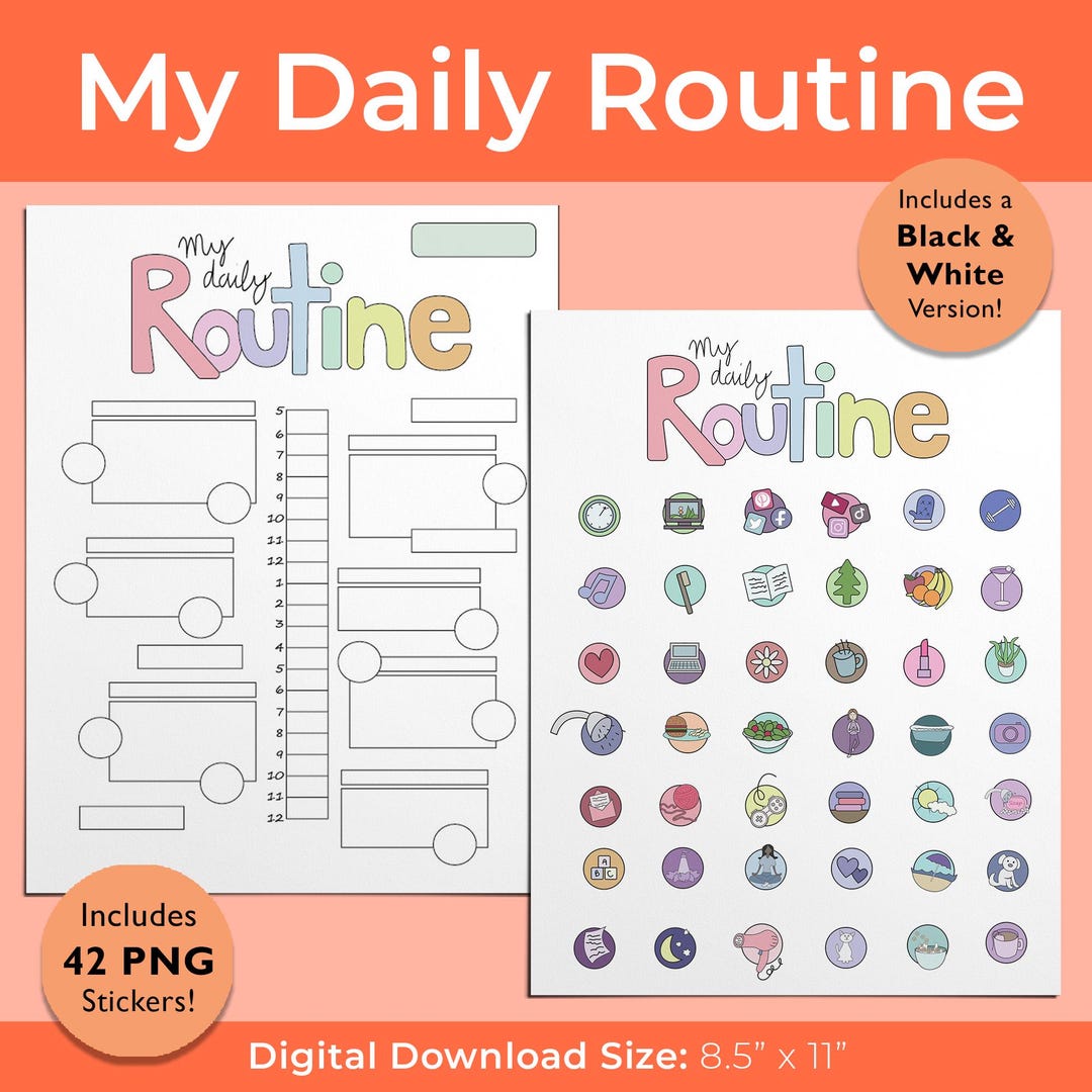 Rainbow Teen Daily Routine Printable Kid Daily Planner Routine Chart ...
