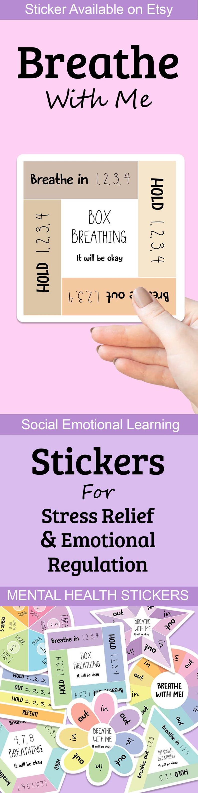 Box Breathing Decal for Self-care Gift Box Sticker for Stress Relief ...