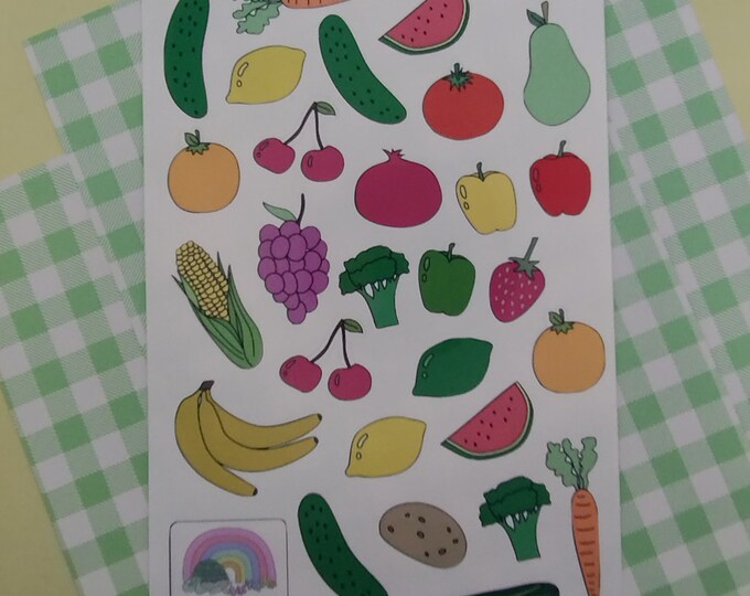 FRUIT & VEGETABLE Theme Sticker Sheet / Fruit and Veggie Sticker Sheet ...