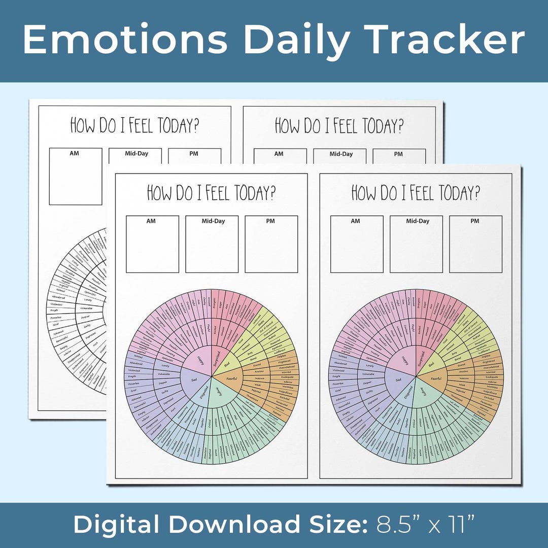 Daily Emotion Tracker for Adult Emotion Wheel Daily Check in for ...