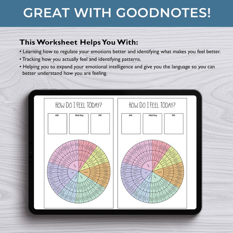 Daily Emotion Tracker for Adult Emotion Wheel Daily Check in for ...