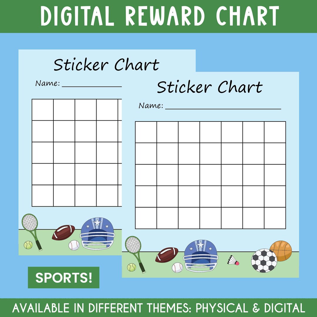 Sport Theme Behavior Chart for Kindergarten Child Sport Lover Reward ...