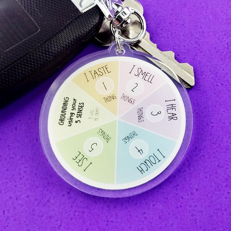 5 4 3 2 1 Grounding Keychain Bulk Mindfulness Anxiety Tool Keychain for ...