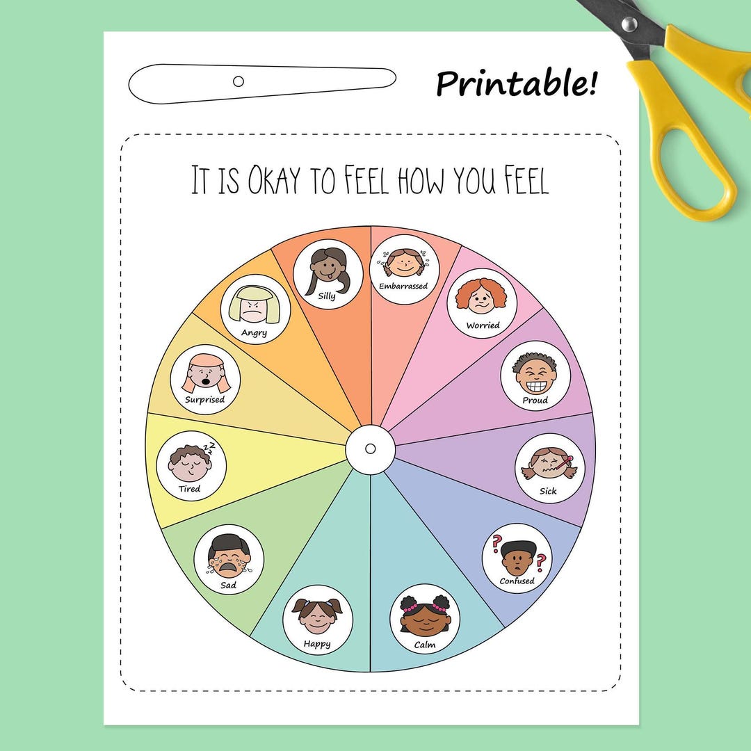 Emotion Wheel Printable Therapy Resource Classroom Tool Emotional ...