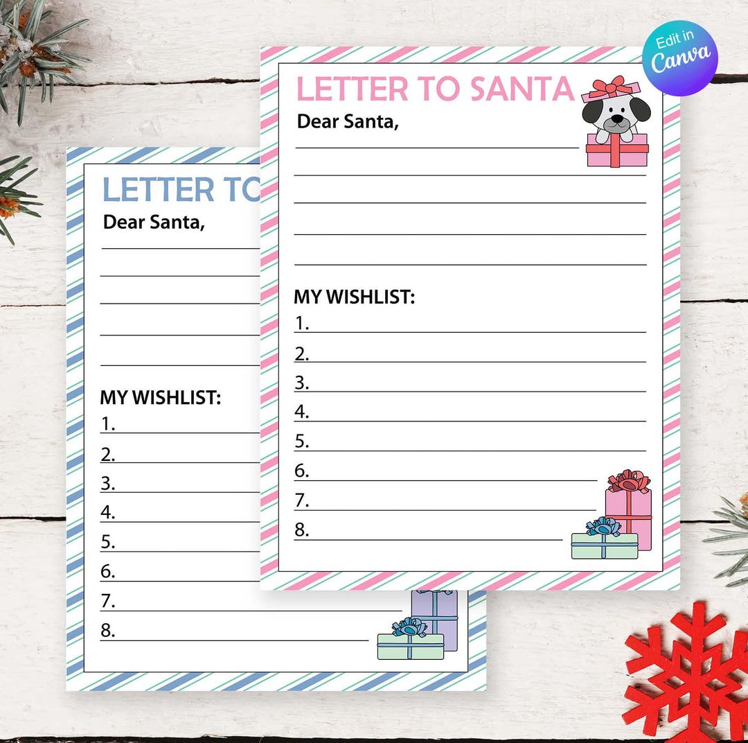 Editable Christmas Letter to Santa From Child Santa Template Christmas ...