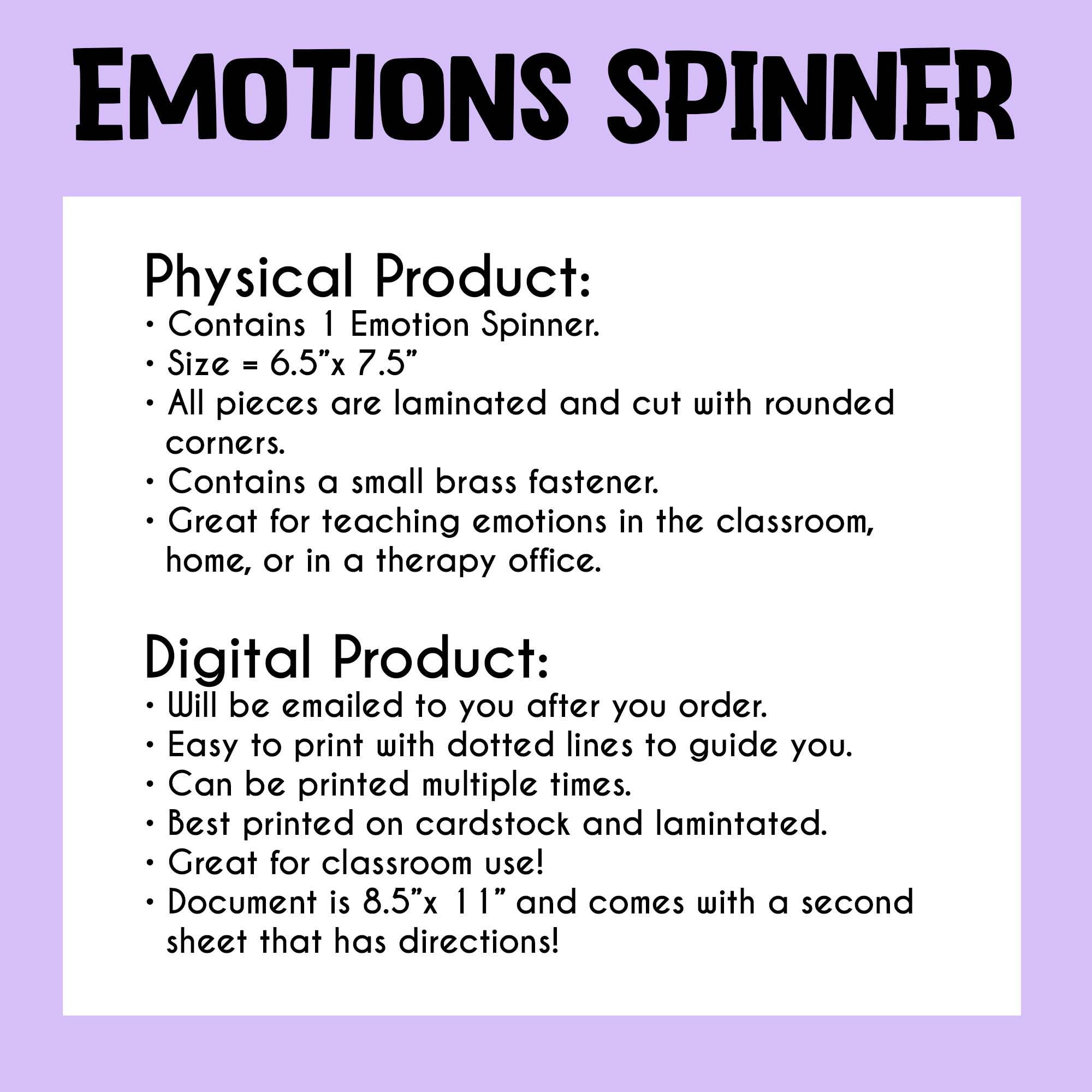 Feeling Wheel Spinner for Classroom Calm Center Idea for Montessori ...