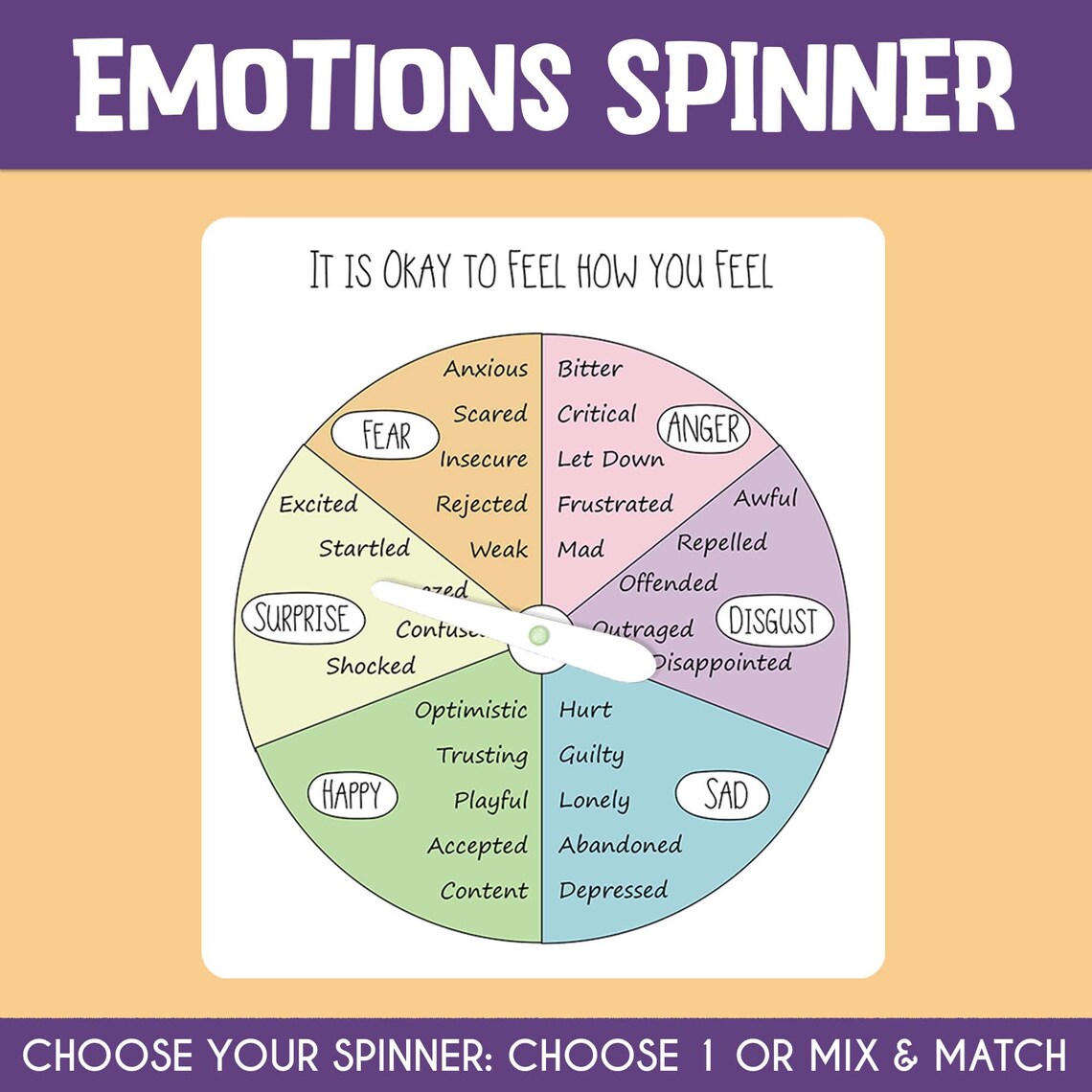 Feeling Wheel Spinner for Classroom Calm Center Idea for Montessori ...