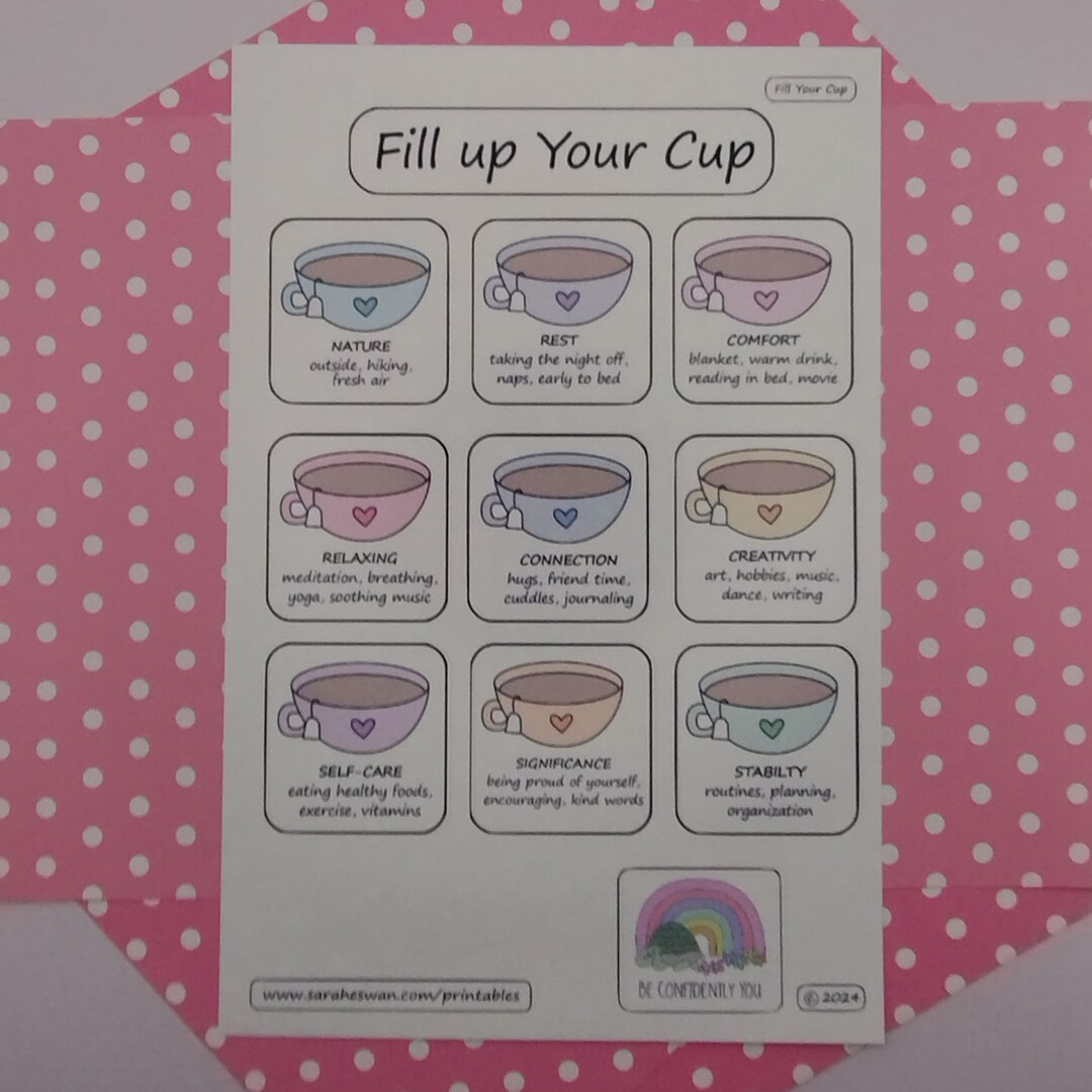 Fill up Your Cup, Mental Health Focused Stickers, Personal Development ...