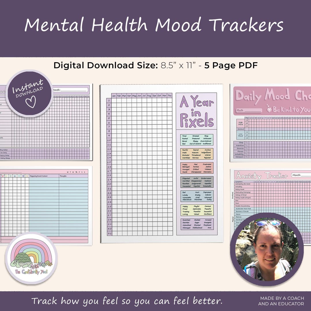 Mood Trackers Printable Mood Disorders Worksheets for BPD Awareness ...