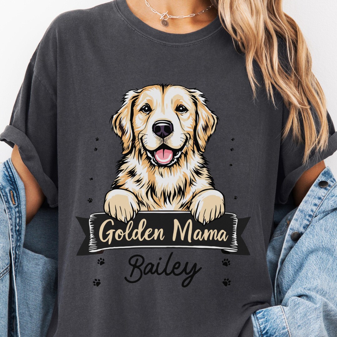 Custom Retriever Shirt Golden Mama - Golden Retriever Tee, Retriever Gifts, Golden Retriever Mom ...