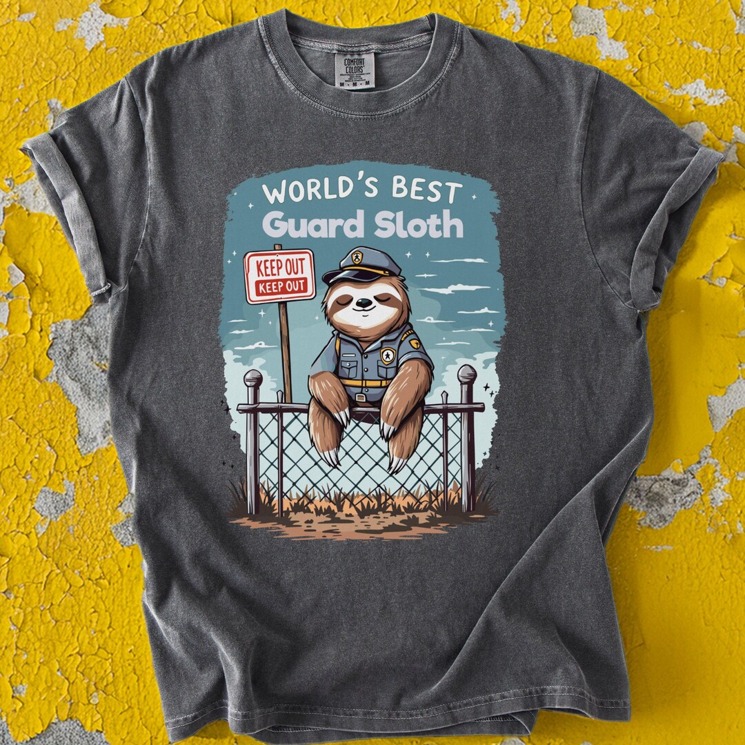 World's Best Guard Sloth T-shirt, Cute Sloth Officer Design, Funny ...