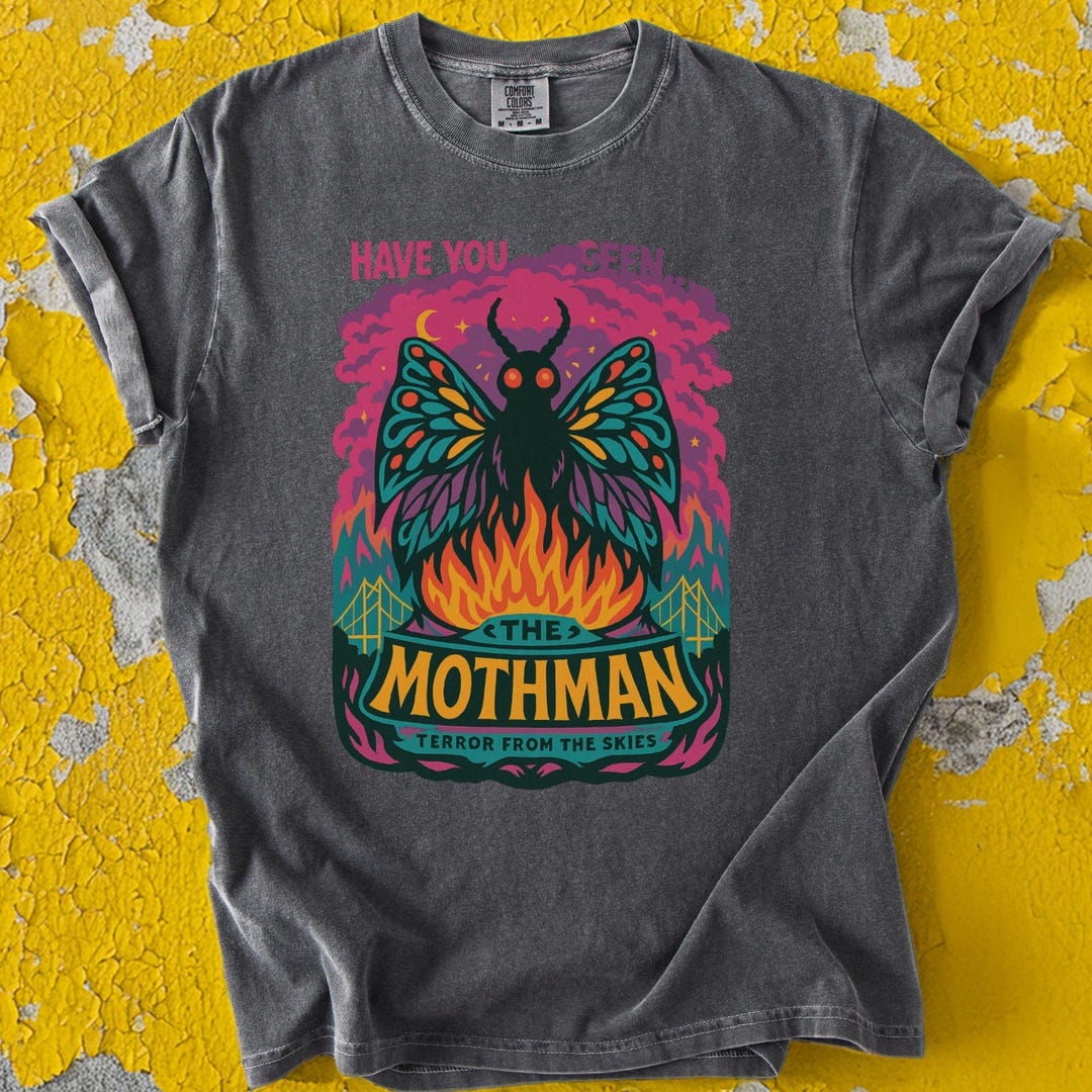 Mothman T-shirt: Retro Psychedelic Cryptidcore Design - Etsy