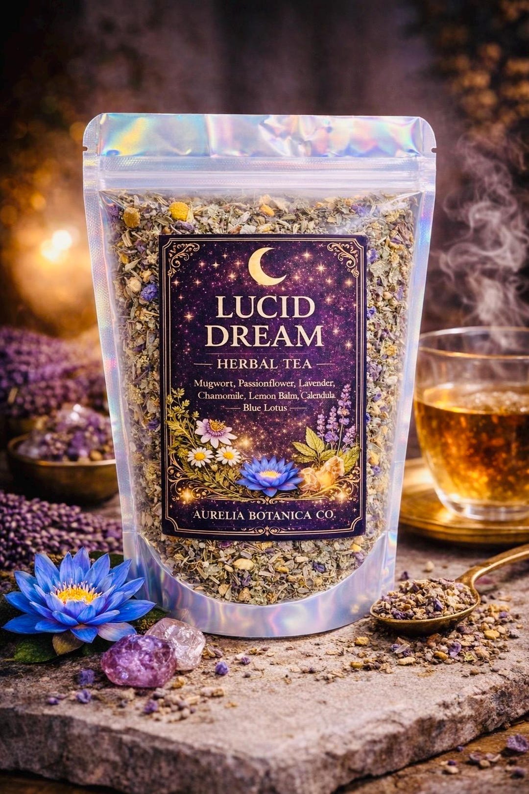 Lucid Dream Herbal Tea • Blue Lotus, Mugwort, Lavender Dreaming Blend ...