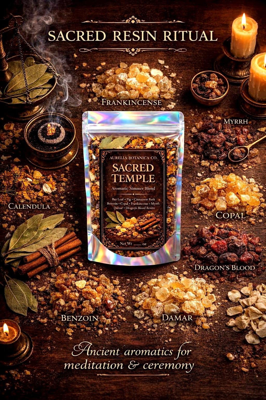 Sacred Temple Ritual Blend - Simmer Pot Herbs & Incense - Wild Cherry ...