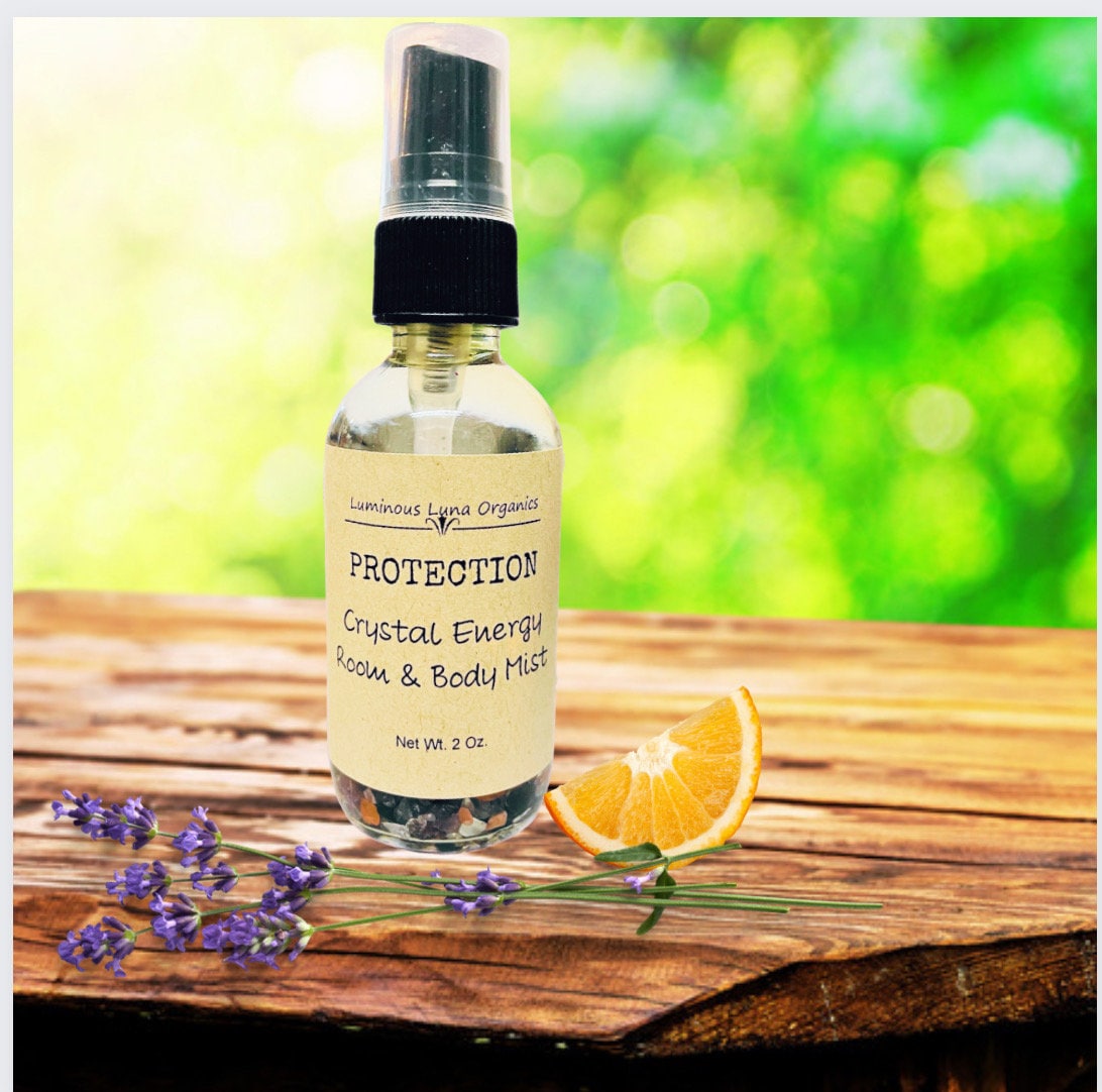 Crystal Infused Protection Mist: Essential Oils, Moon Water Body Spray ...