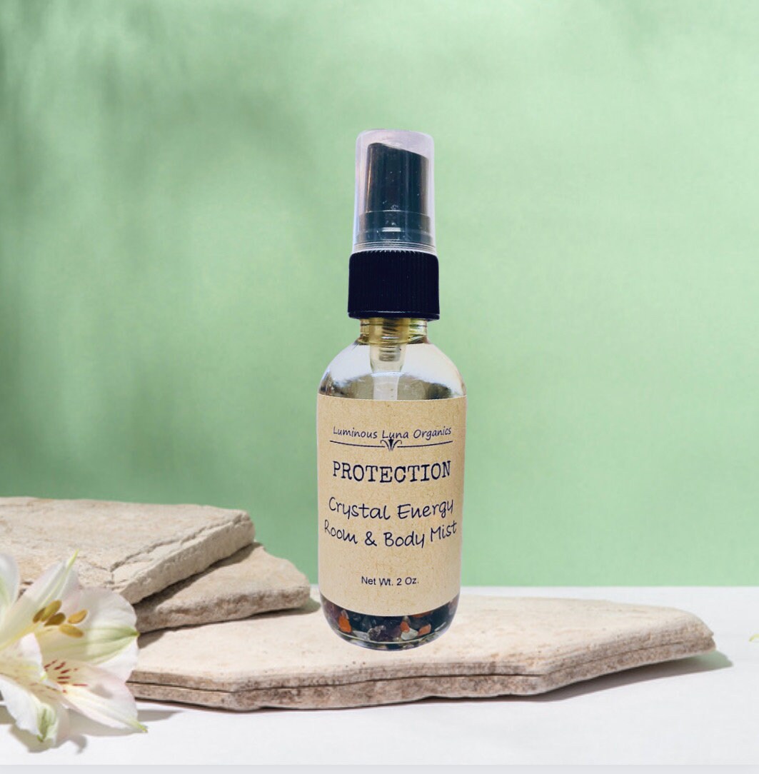Crystal Infused Protection Mist: Essential Oils, Moon Water Body Spray ...