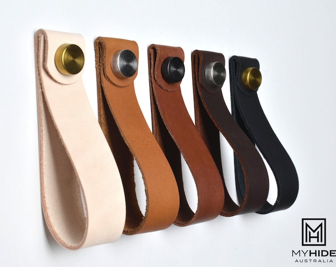 Brass Wall Mount Hooks With Leather Loops, Mounting Hardware Included ...