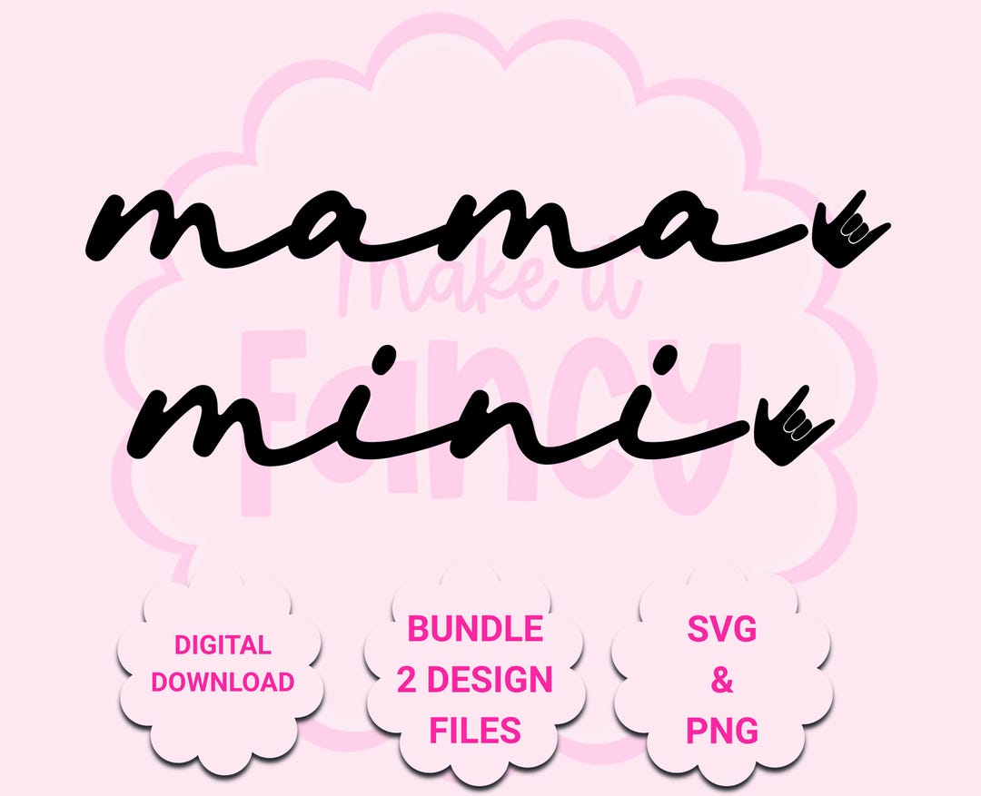 Mama and Mini ASL Svg Png, Asl I Love You Hand Sign SVG PNG, Deaf ...