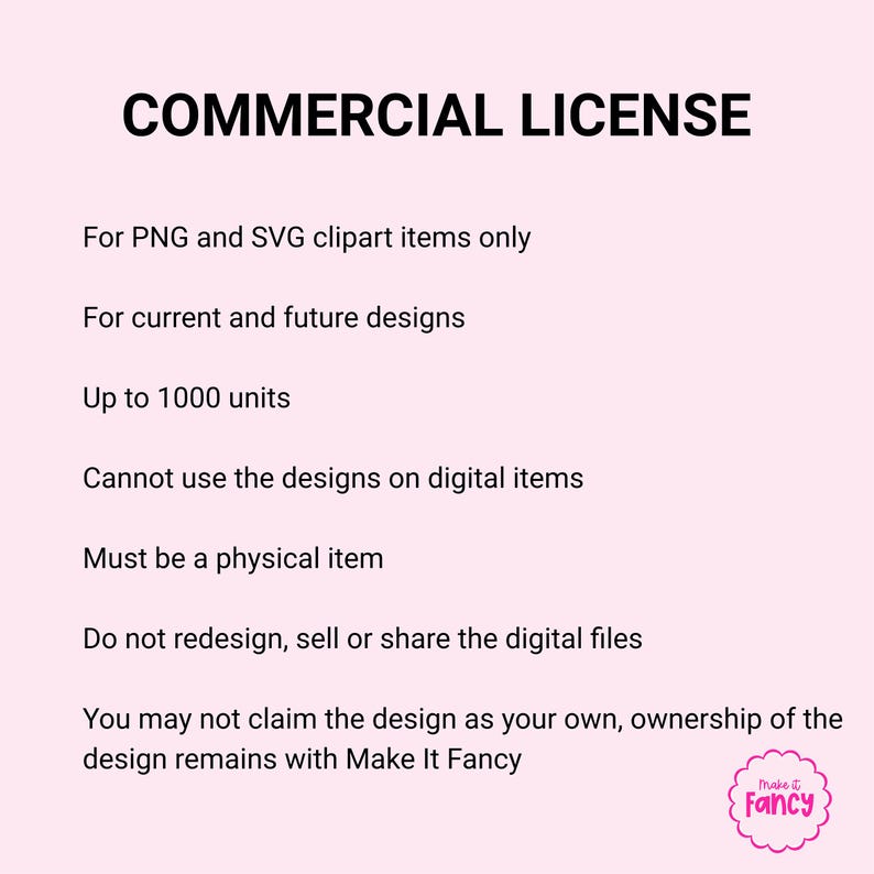 Commercial License for PNG and SVG Clipart Items Only - Etsy