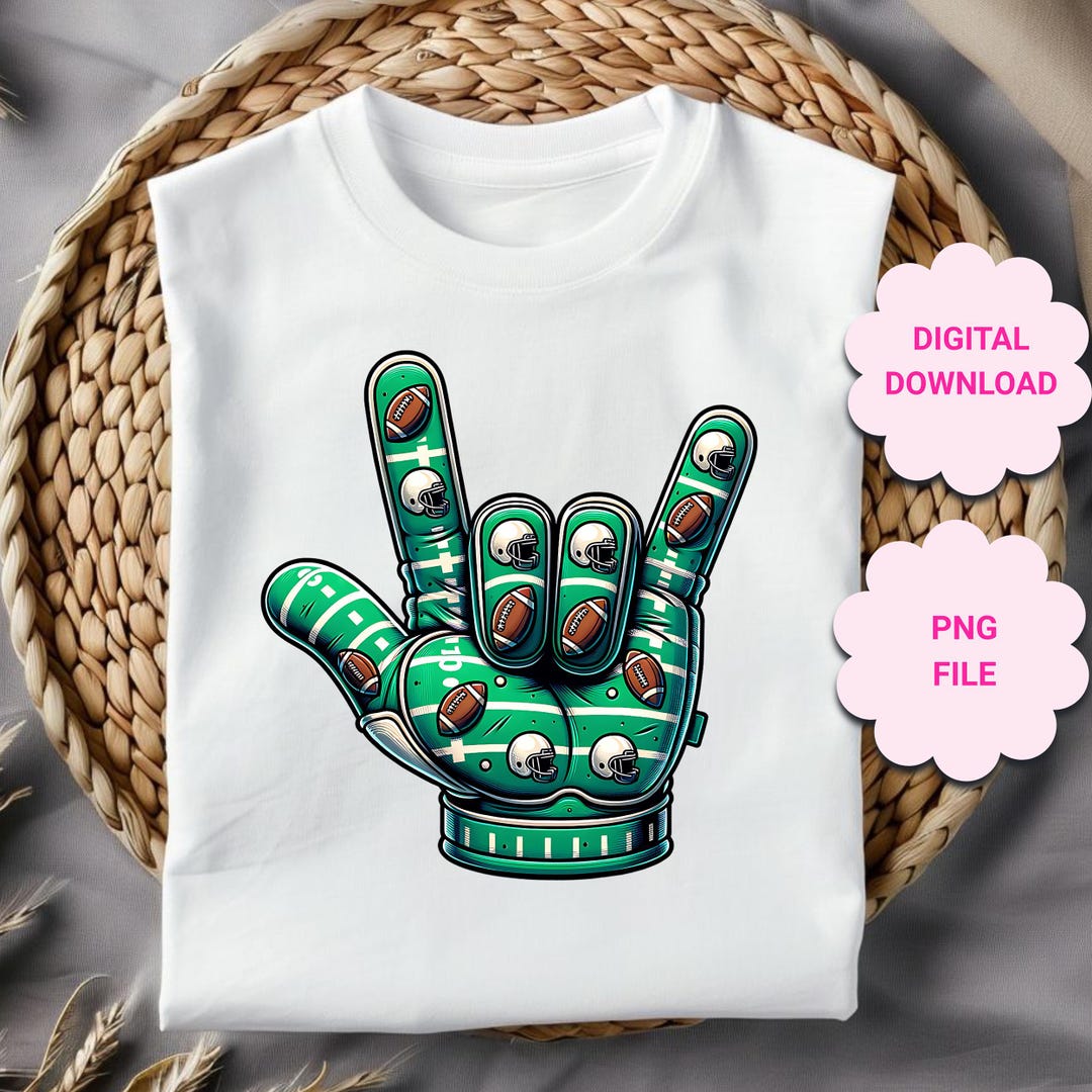 Football ASL I Love You Hand Sign PNG, Asl Hand, Asl Sublimation ...