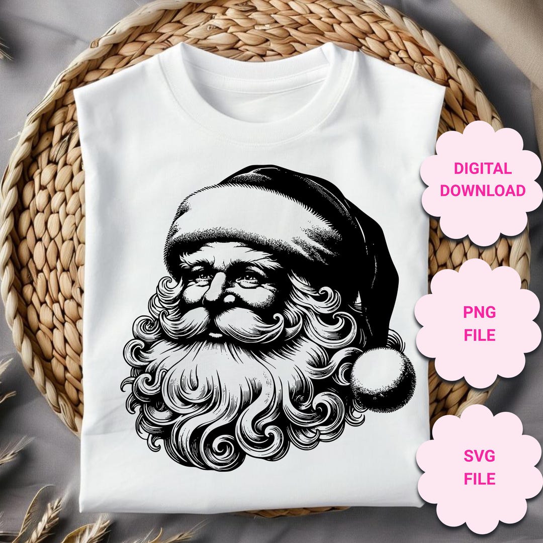 Vintage Santa PNG SVG, Santa Cut File, Santa Claus Sublimation, Vintage ...