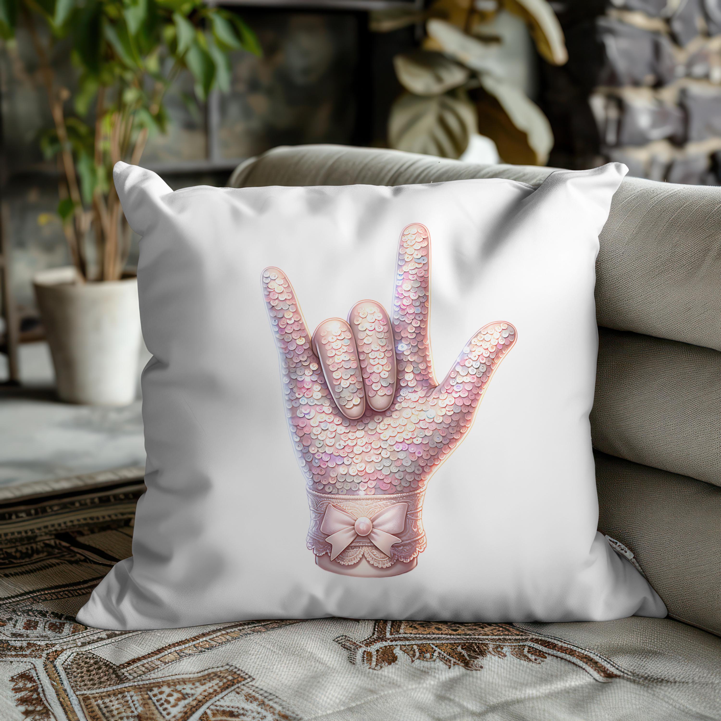 Coquette Png, ASL I Love You Png, Pink Pastel Glitter Sequin ASL Hand ...
