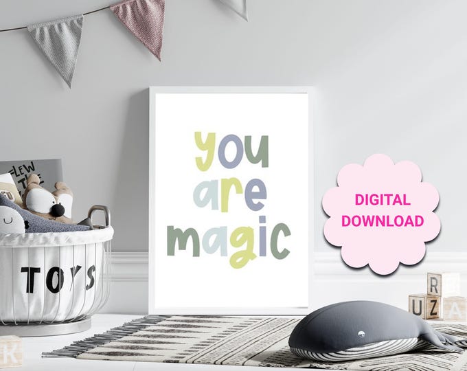 You Are Magic Printable Art, Boho Retro Kid Room Art, Modern Playroom ...