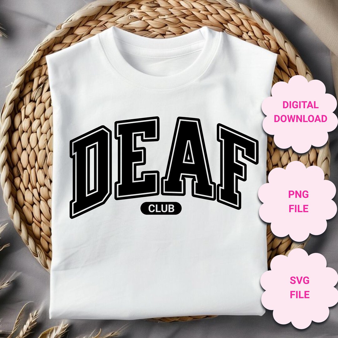 Deaf Club SVG PNG, Varsity College Font Arched Text Svg Png, Deaf ...